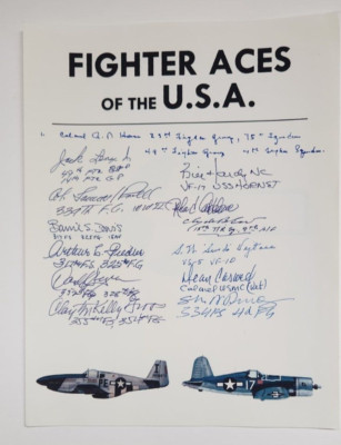 WWII American Fighter Pilots Aces multi-signed (13) photo USAF, USN ...
