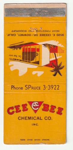 MATCHBOOK COVER - CEE BEE CHEMICAL COMPANY - DOWNEY CALIFORNIA ...