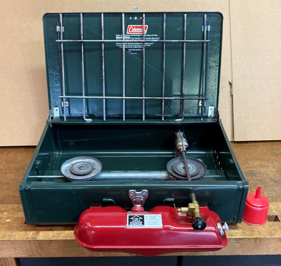 COLEMAN 425F 499 2 Burner Portable Propane Camping Stove + Funnel & Box ...