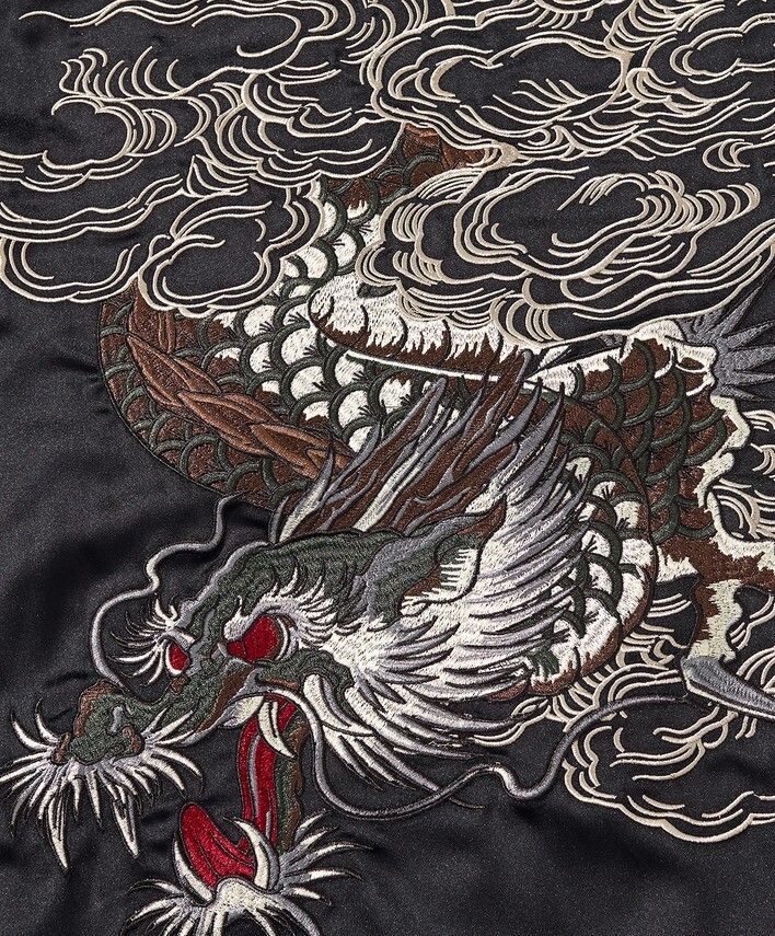 Men Reversible Souvenir Jacket Sukajan Japanese Pattern Embroidery ...
