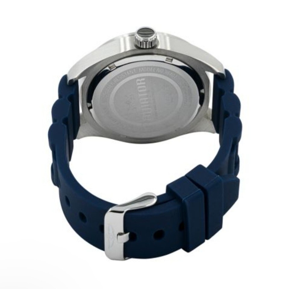 Invicta Men's Watch Aviator Quartz Date Blue Dial Silicone Rubber Strap ...