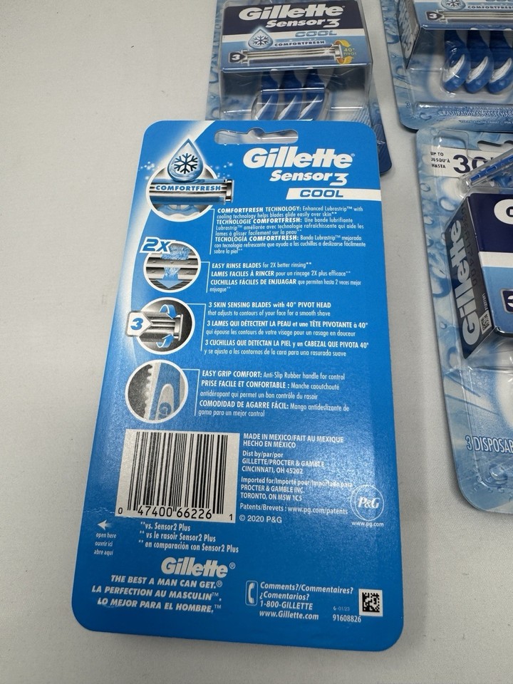 Gillette Sensor 3 COOL disposal razors Pack Of 4 | eBay
