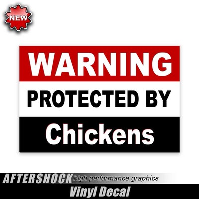 Caution Warning Protected By Chickens Decal Sticker Funny Farm Bird ...