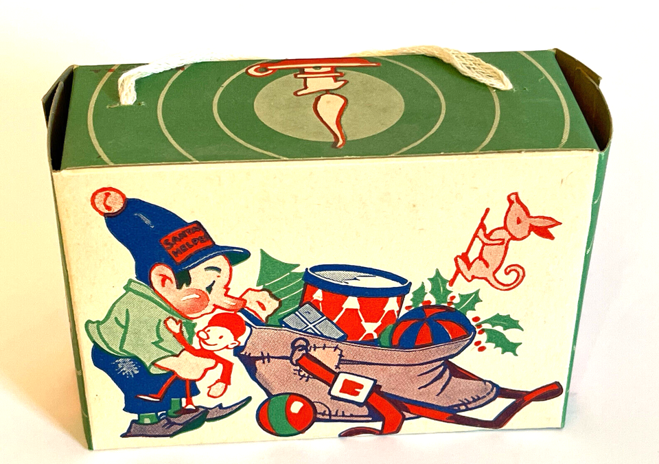 VINTAGE CHRISTMAS SANTA'S HELPERS GIVING TOY'S CANDY BOX. VINTAGE never ...