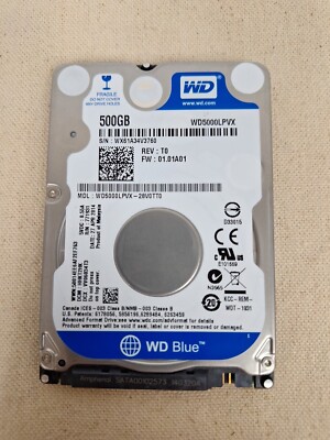 Western Digital Blue WD5000LPVX 500 GB 2.5" SATA III Laptop Hard Drive ...
