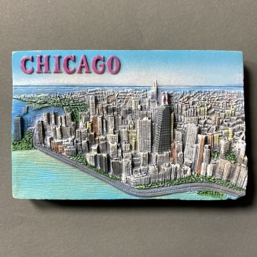 Chicago Tourist Travel Souvenir 3D Resin Refrigerator Fridge Magnet ...