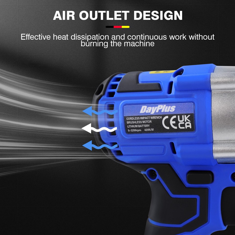 High Torque Powerful Cordless Impact Wrench Car Tire Lug Nut Removal ...