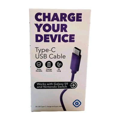 Gems 3 ft Type C 2.0 USB Charge Cable Galaxy S9 Note 9 S10 Nintendo ...