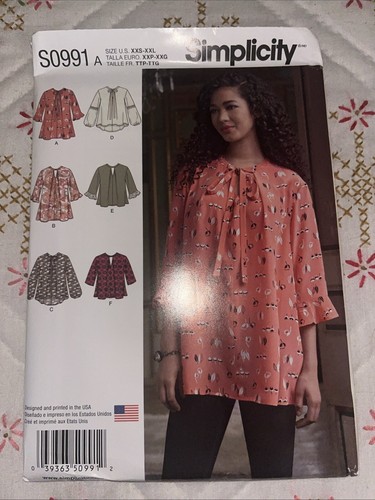 Simplicity S0991 Misses Loose Flowing Tunic Top XXS - XXL Uncut ...