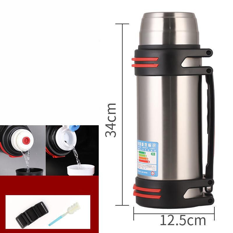 1.5L Stainless Steel Vacuum Flask Hot/Cold Shoulder Strap Cup Mug ...