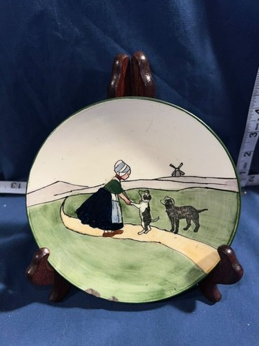 Jack Russell Terrier Antique Haag Pottery Plate with Dutch Girl and ...