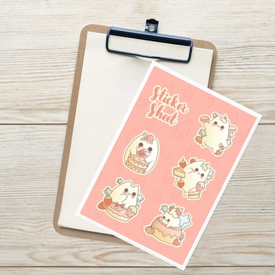 Cute Kawaii-Themed Characters Sticker sheet | eBay
