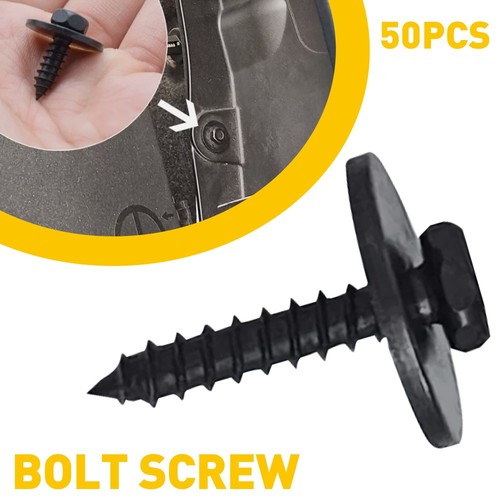 50x Metal Screw Car Body Fender Bumper Retainer Clips 7.8mm Hex Black ...