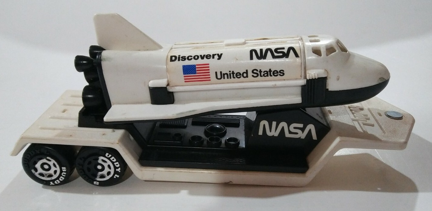 Vintage 1980 NASA Discovery Space Shuttle & Trailer Plastic Toy Buddy L ...