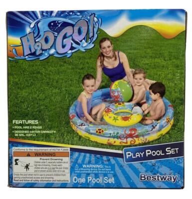 H2O Go 2 Rings Circle Play Pool Swimming Pool Set Kiddie Pool Water Toy ...