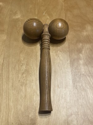 Vintage Oak Wooden Back Massager Roller Rolling Balls with Handle | eBay