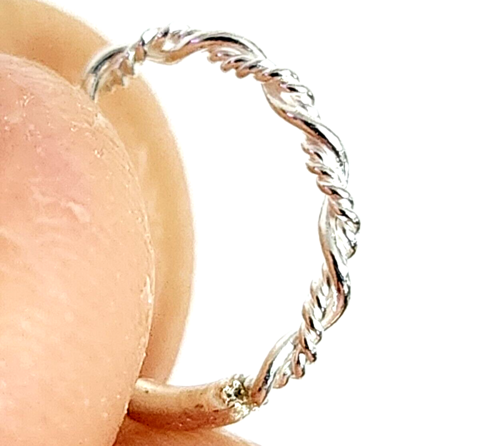 Nose Ring Twisted Tribal Wire 8mm 22g (0.6mm) Bright 925 Silver Septum ...