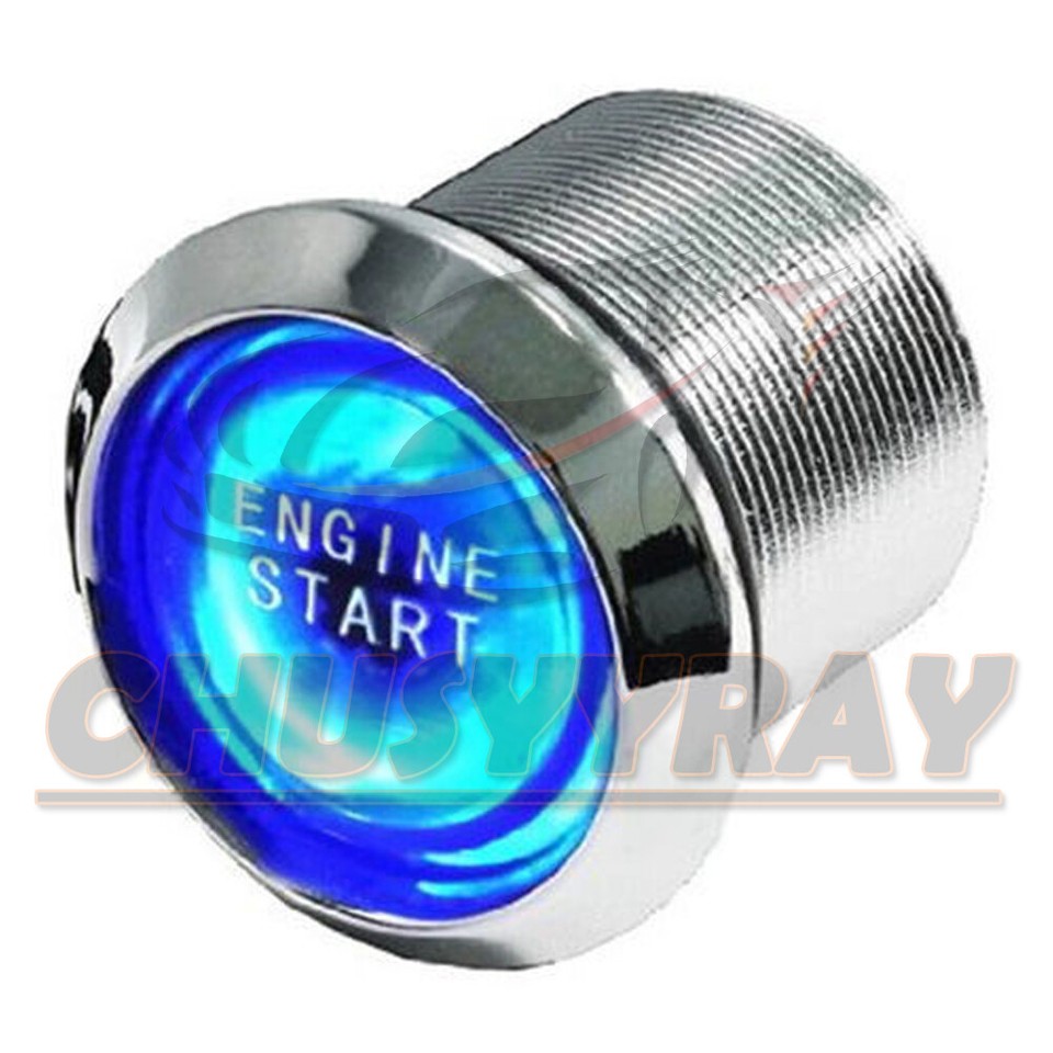 12V Racing Blue LED Engine Push Start Button Switch Ignition Starter ...