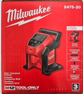 NEW IN BOX Milwaukee M12 2475-20 Cordless Tire Inflator 12 Volt Compact ...