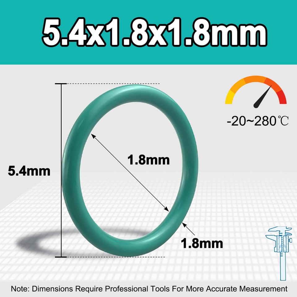 FKM Green O Ring Fluorine Rubber Seal Gasket Cross Section 1.8mm, ID 1 ...