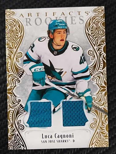 2026 UD Artifacts Luca Cagnoni GOLD MATERIAL /499 Dual Relic Rookie SHARKS #195 | eBay