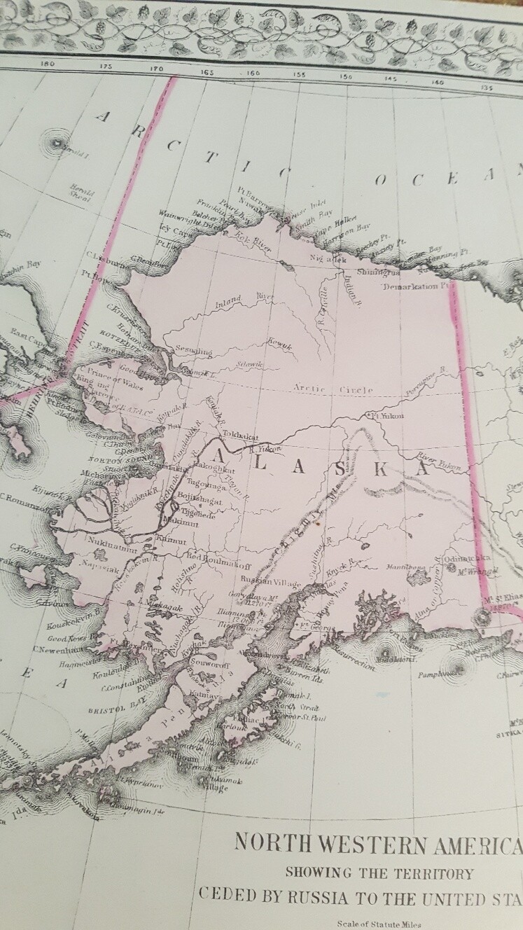 Antique Hand Colored MAP - NORTH WESTERN AMERICA (ALASKA) - 1880 | eBay