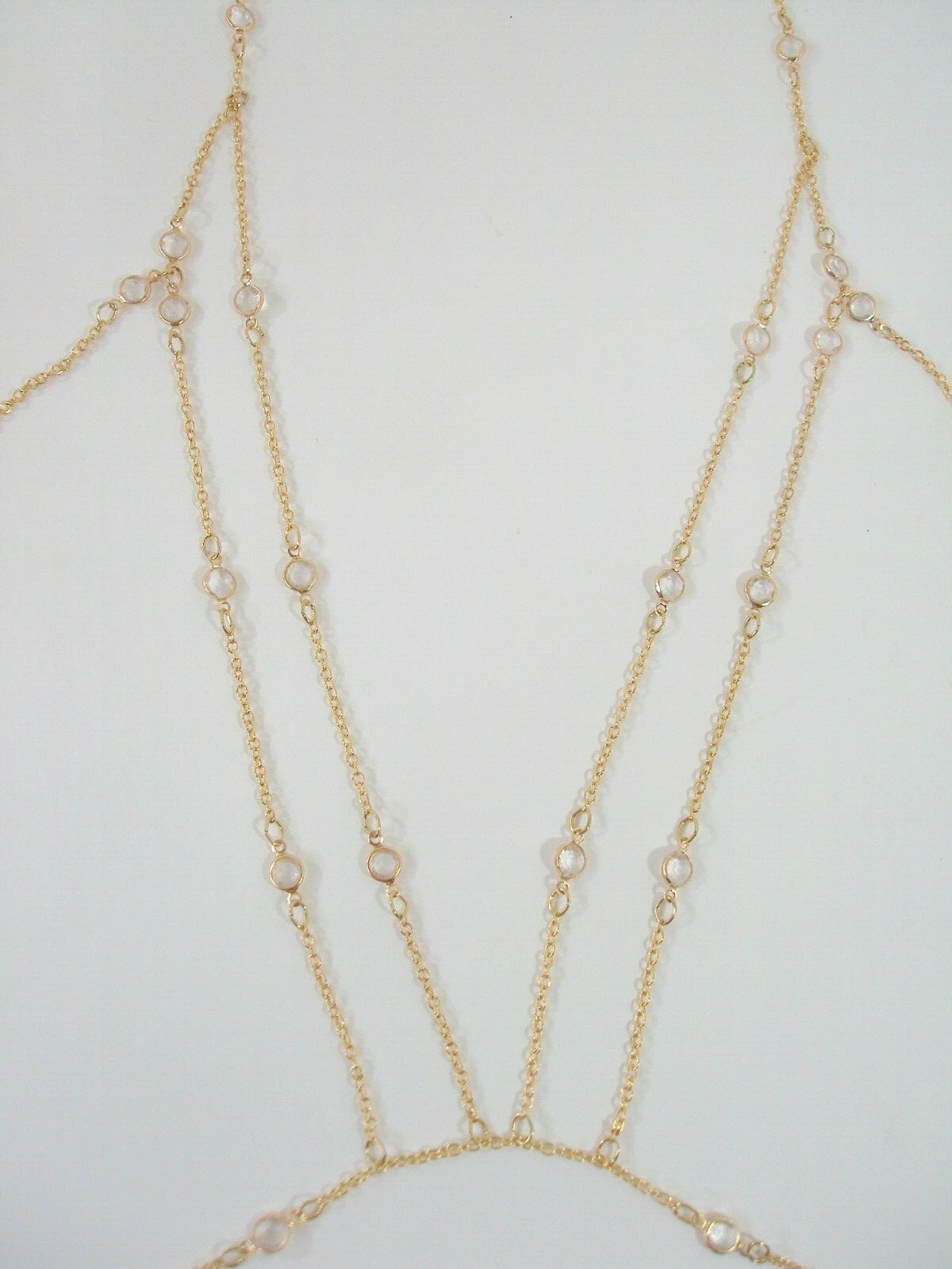 Gold Crystal Body Chain Necklace Bra Chest Gem Chains Bikini Bling ...