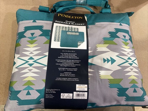 Pendleton Outdoor Packable Blanket 60 X 72 Avra Valley Teal Gray Picnic ...