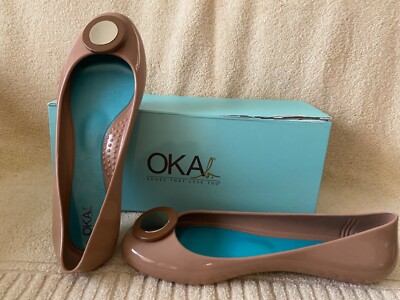 BRAND NEW Oka b ballet jelly shoe size 8 Taupe with mirror disc woman’s ...