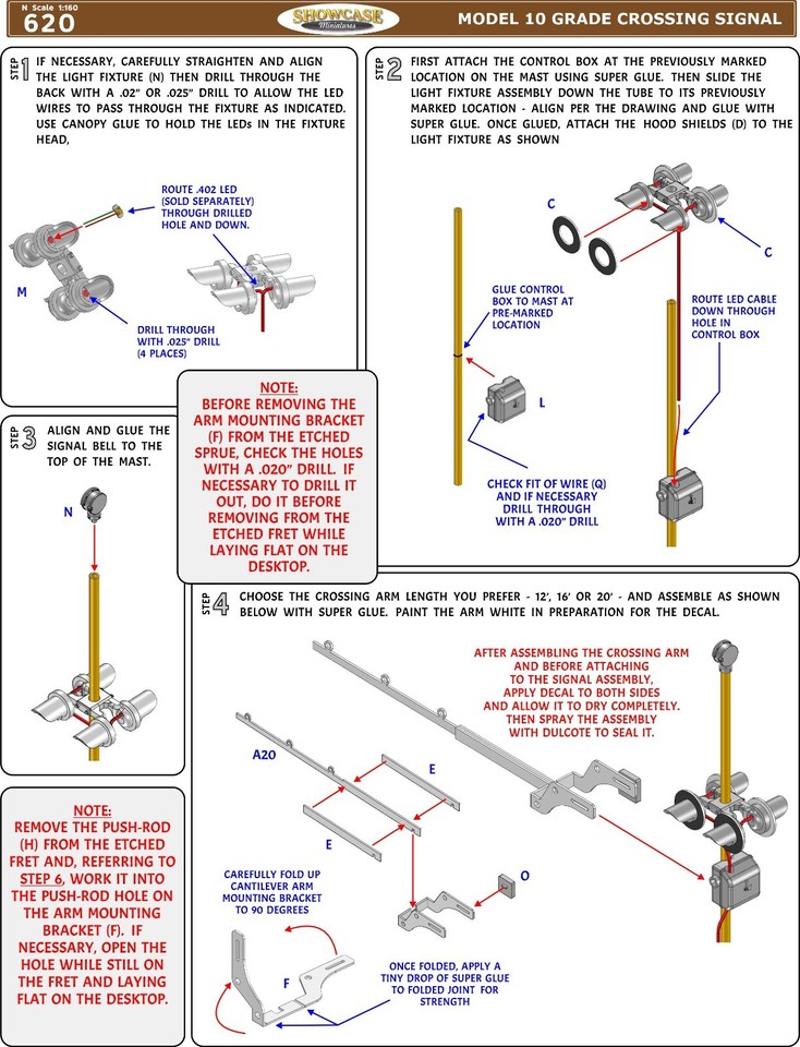 N Scale Model 10 Grade Crossing Signal Kit by Showcase Miniatures (620 ...