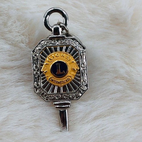 Lions Club International Key Member Silver Tone Lapel Pin Pendant Charm ...