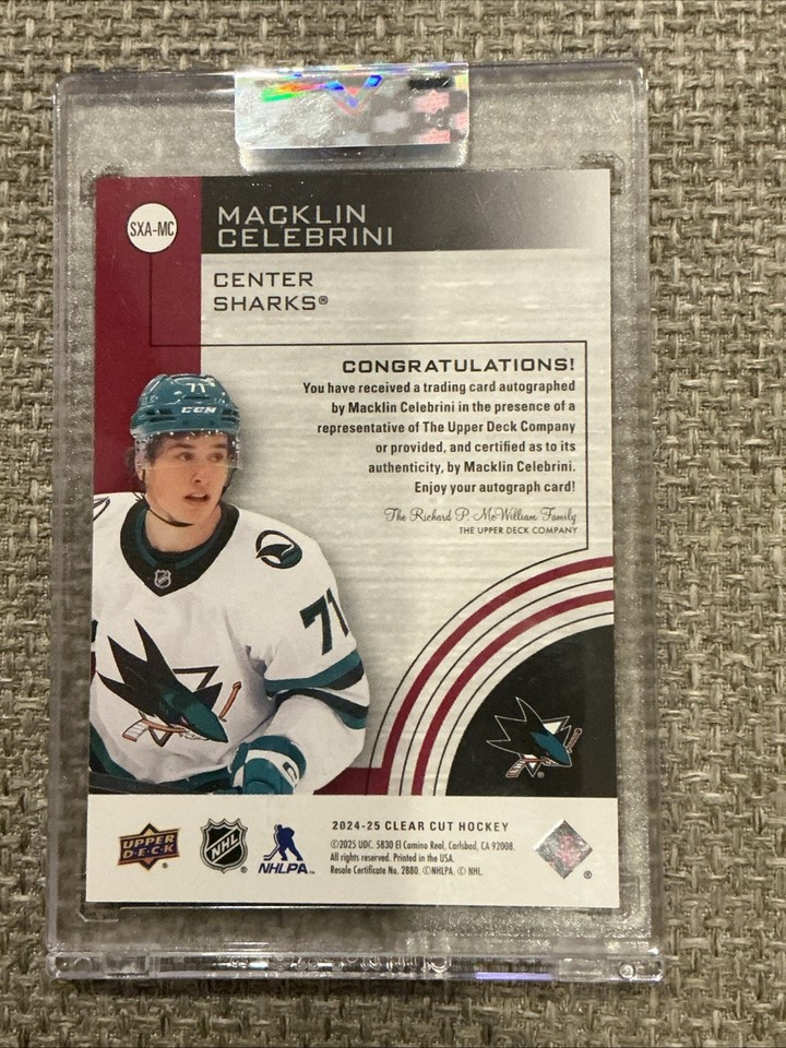 Macklin Celebrini 2024-25 UD Clear Cut SPXcitement On Card Auto RC ...