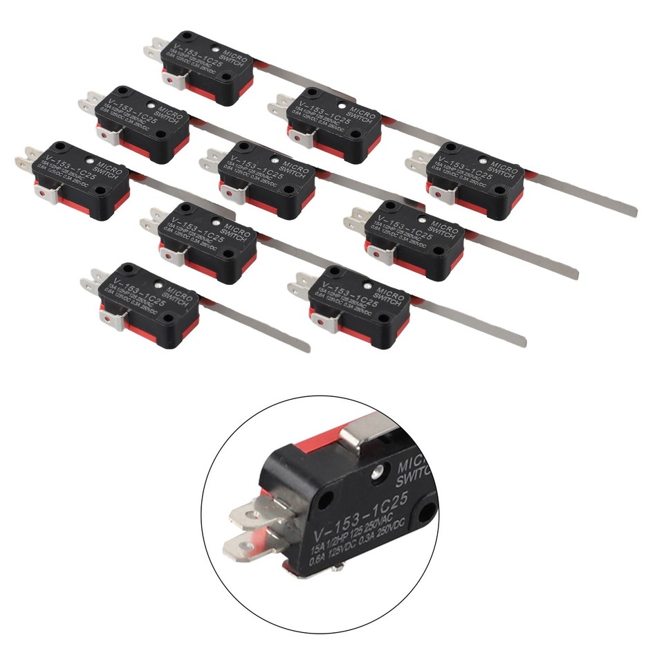 10pcs Limit Switch Long Straight Hinge Lever Type SPDT V-153-1C25 Brand ...