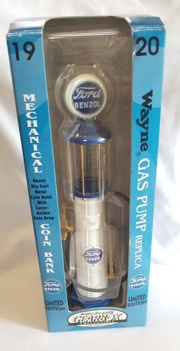 FORD BENZOL GAS PUMP 1920 REPLICA COIN BANK WAYNE VISIBLE GEARBOX 1997 ...