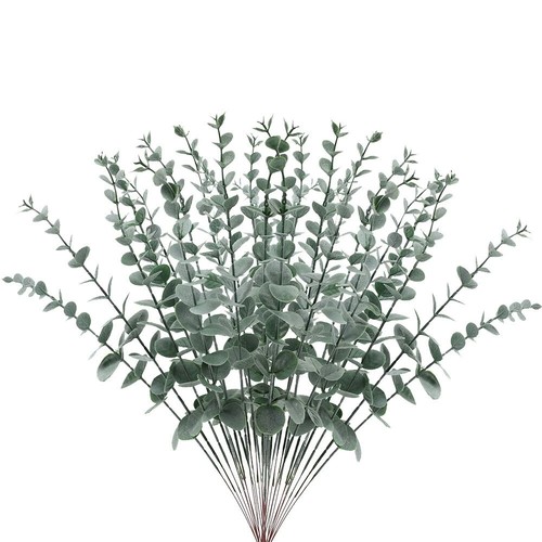 24 Pcs Artificial Eucalyptus Leaves Stems Real Touch Green Leaf | eBay