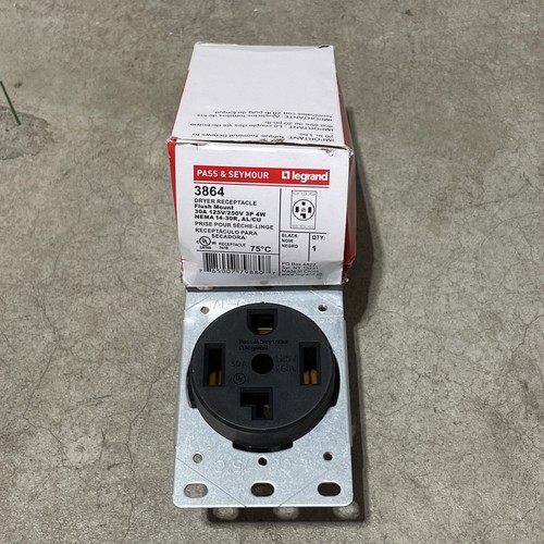 Legrand 3864 30AMP 125/250V 3P 4W Dryer receptacle 14-30R Leviton 278 ...