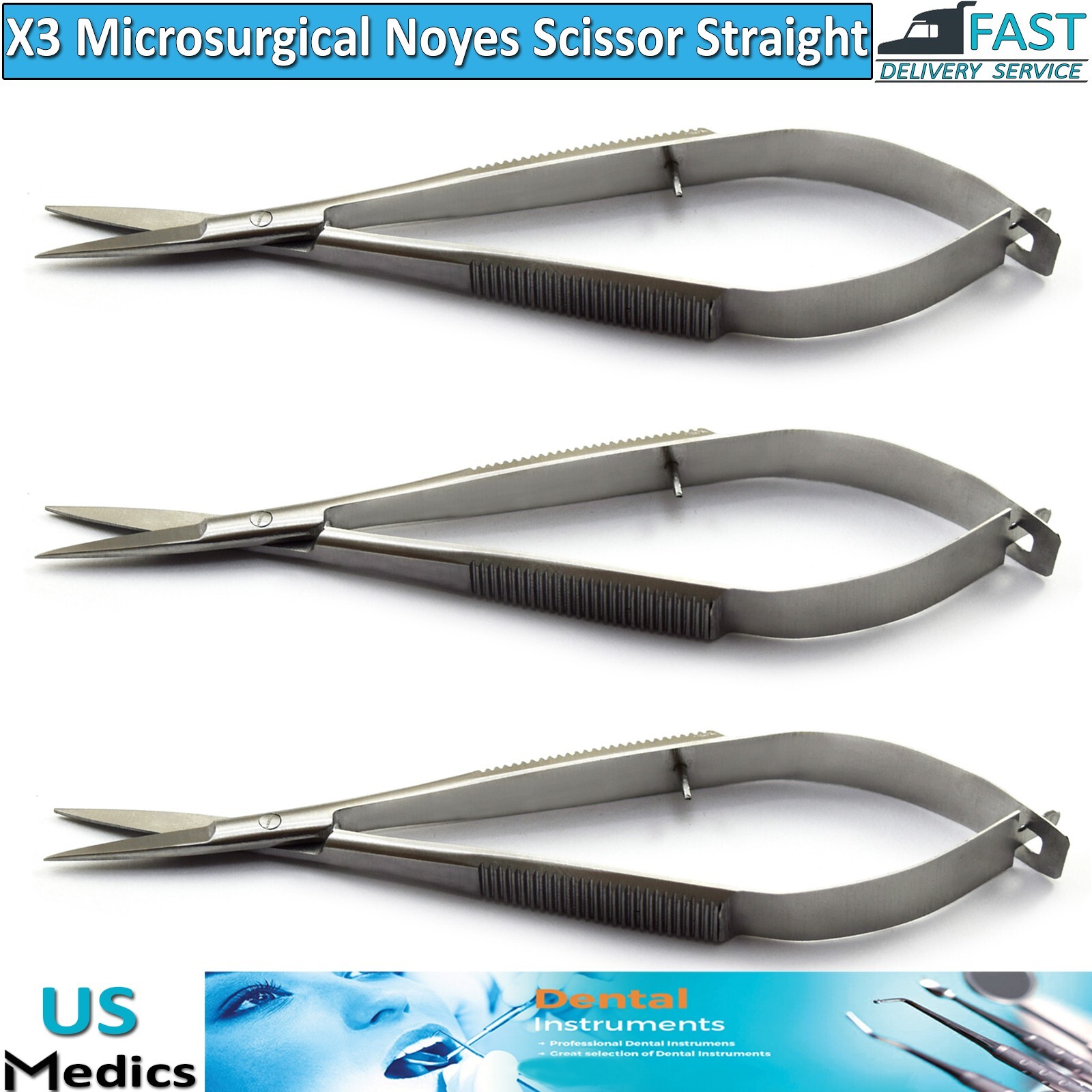 Micro Noyes Spring 3pcs Scissors Microsurgical Procedure Microscopic ...