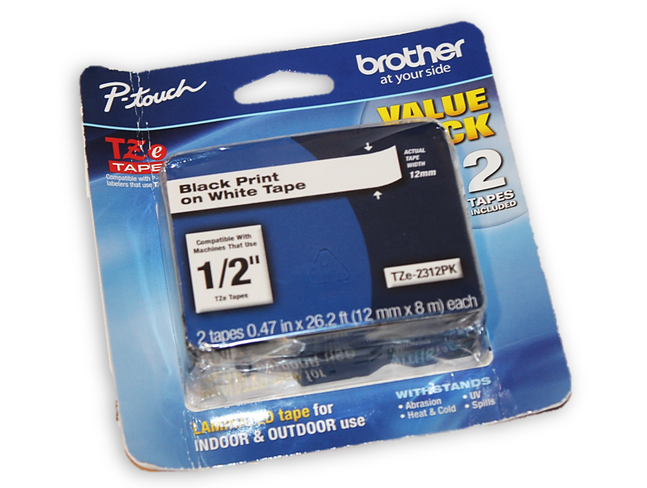 P-touch Brother TZe Tape Value Pack 2 Laminated Tapes Included 1/2 ...