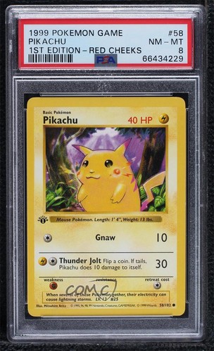 Pikachu (Red Cheeks) Shadowless 1st Ed. Pokemon Base Set PSA 8 1999 ...