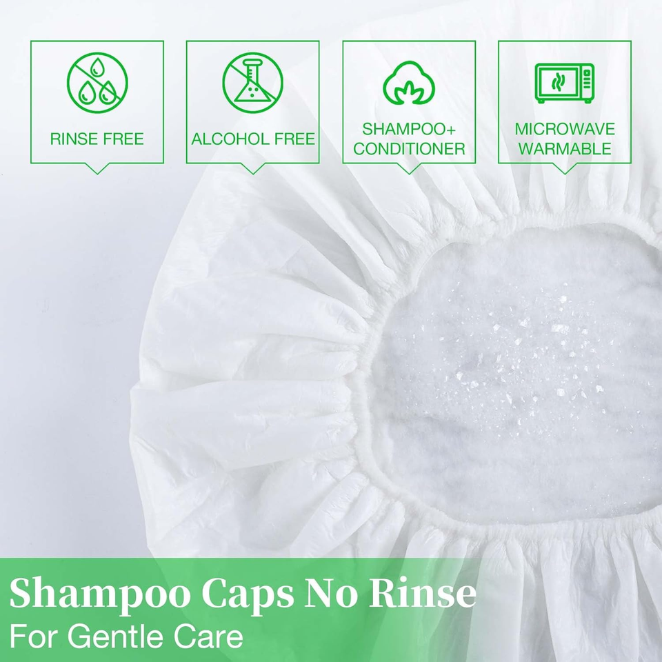 Shampoo Caps No Rinse Waterless Hair Washing Shower Caps 12 Packs for ...