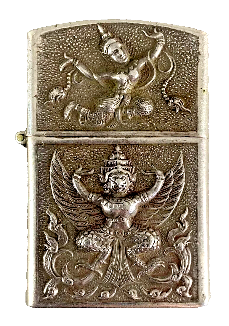 VINTAGE ANTIQUE STERLING SILVER SIAM ELEPHANT ZIPPO CIGARETTE CIGAR ...