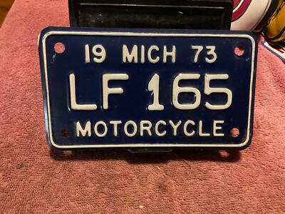 License Plate Tag Vintage 1973 Michigan Motorcycle LF 165 | eBay