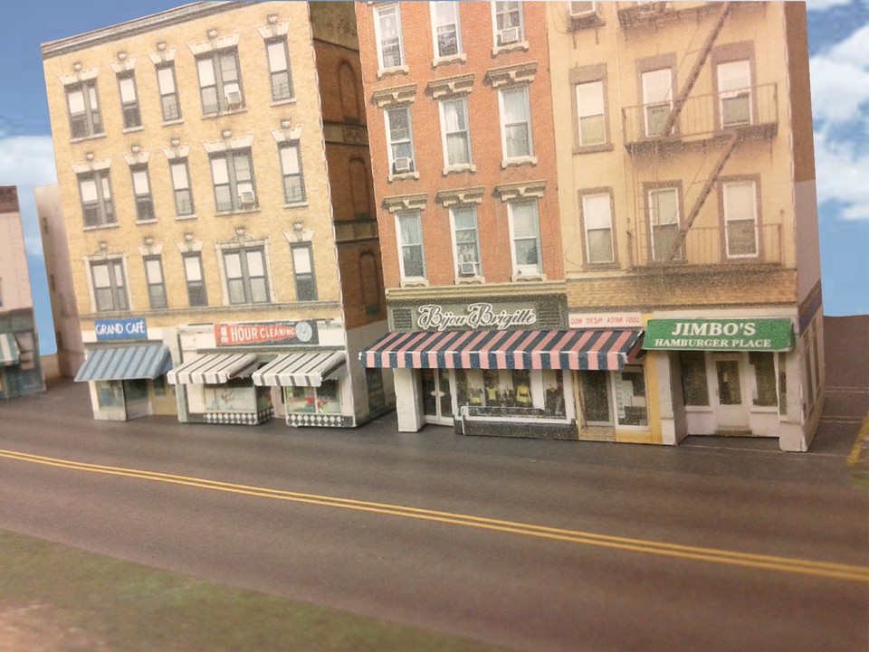 Z Scale Buildings - Downtown apartments with shops Cardstock kit set ...