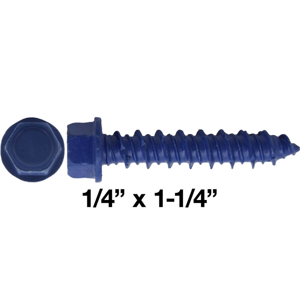 Blue Concrete Anchor Screws, Carbon Steel, Interior/Exterior QTY100 | eBay