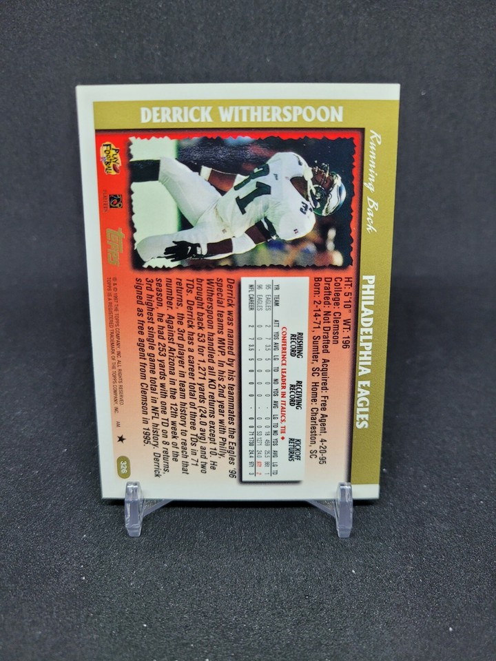 Derrick Witherspoon 1997 Topps Football #326 | eBay