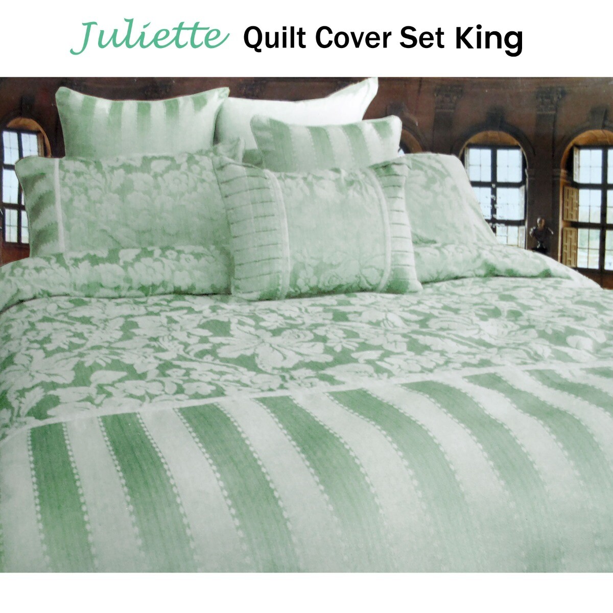 Juliette Mint Jacquard Quilt Cover Set King | eBay.de