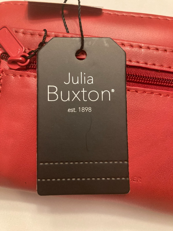 NWT Julia Buxton Genuine Leather Red Double Zip Indexer Wallet RFID | eBay