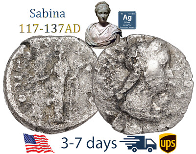 Ancient Roman Empire Coin Silver Denarius Sabina 117 - 137 AD Wife ...