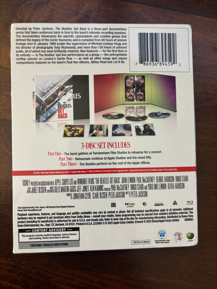 The Beatles Get Back Blu-ray W/Slipcover/case 786936894592| eBay