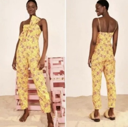 NEW FARM RIO Banana Yellow Sunshine Bow Top Jumpsuit Romper ...